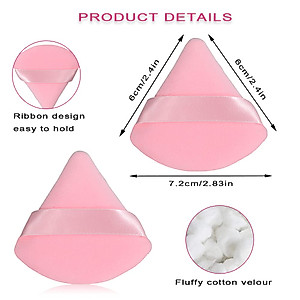 Pufandor 2Pcs Powder Puffs for Face Powder Triangle Powder Puff - Makeup Setting Powder Puff Ultra Soft Makeup Powder Puffs Velour Puffs Makeup Puffs for Powder, Makeup Puff for Women Cosmetic（Pink)