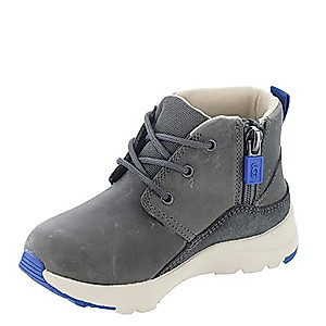 UGG K Canoe III Weather Sneaker, Charcoal/Classic Blue Leather, 6 US Unisex Big Kid