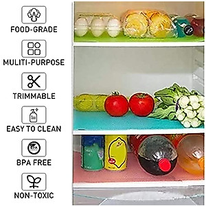 Aiosscd 7 PCS Shelf Mats Antifouling Refrigerator Liners Washable Refrigerator Pads Fridge Mats Drawer Placemats Home Kitchen Gadgets Accessories Organization for Top Freezer(2green+2pink+3blue)