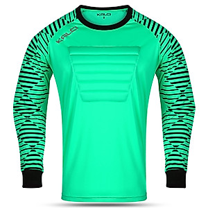 Kalci Soccer Goalie Jersey Padded Football Shirt for Adult/Kids Long Sleeve Football Padded Shirt Mens Goalkeeper Jersey Sea Green-AL