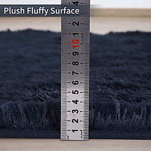 WESTLOOM 9x12 Shag Area Rug Extra Large Plush Fluffy Rugs for Living Room, Ultra Soft Modern Furry Fur Rugs for Bedroom Non Shedding Fuzzy Accent Rug Carpet Floor Rugs for Home Decor, Navy