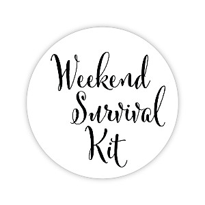 Weekend Survival Kit, Bachelorette Survival Kit, Hangover Kit, in Sickness & Health Wedding Stickers, Choose Your Colors (#540-B)