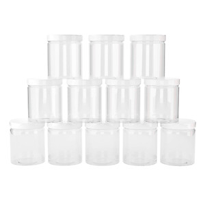 6 oz Plastic Jars with Lids (12 pack) - Clear Empty Containers for Body Lotions, Creams, Butters - Great for Storage and Organization of Crafts, Teas, and Spices