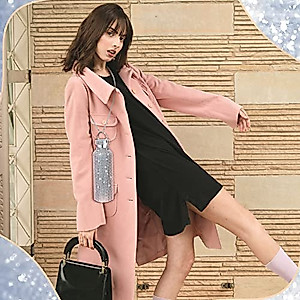 Diamond Water Bottle Bling Rhinestone Stainless Steel Thermal Bottle Refillable Water Bottle Insulated Water Bottle Glitter Water Bottle with Chain for Women Girls Gifts (AB Diamond, 750 ml)