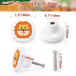 Tuitessine 12 Pack Assorted Safari Animals Drawer Knobs Funny Round Ceramic Dresser Knobs Cabinet Closet Cupboard Pulls Cute Wardrobe Handles Jungle Decor for Nursery Kitchen Bathroom Bedroom