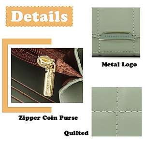 Sunwel Fashion Women's Quilted Wallets Vegan Leather Card Holder Bifold Womens Clutch Wallet with Large Capacity Zipper Coin Purse (GREEN)