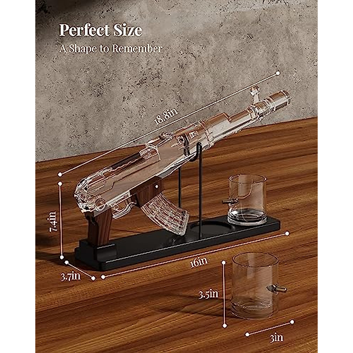 Gifts for Men Dad, Kollea 17.6 Oz Whiskey Decanter Set with 3 Oz Detachable Liquor Dispenser 6.75 Oz Glasses, Unique Mens Birthday Gift Ideas from Daughter, Funny Military Retirement Present