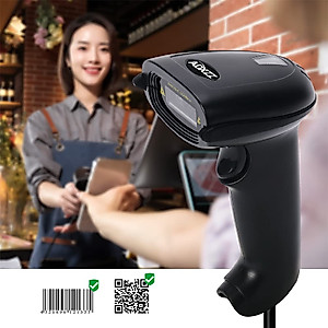 Handheld USB Barcode Scanner Wired,QR Code Scanner with USB Cable,Read 1D,2D,Data,Matrix, PDF417,Maxicode,Screen Scanning Fast and Precise for Mobile Payment,Supermarket, Retail Store, etc,Black