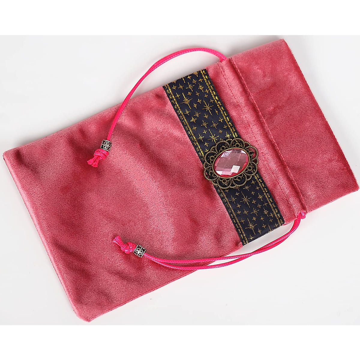 DOARLUO Tarot Bag Pouch Dice,Rune or Card Gift Bag,Drawstring Storage Bucket Bag 5" x 8" (Watermelon red)