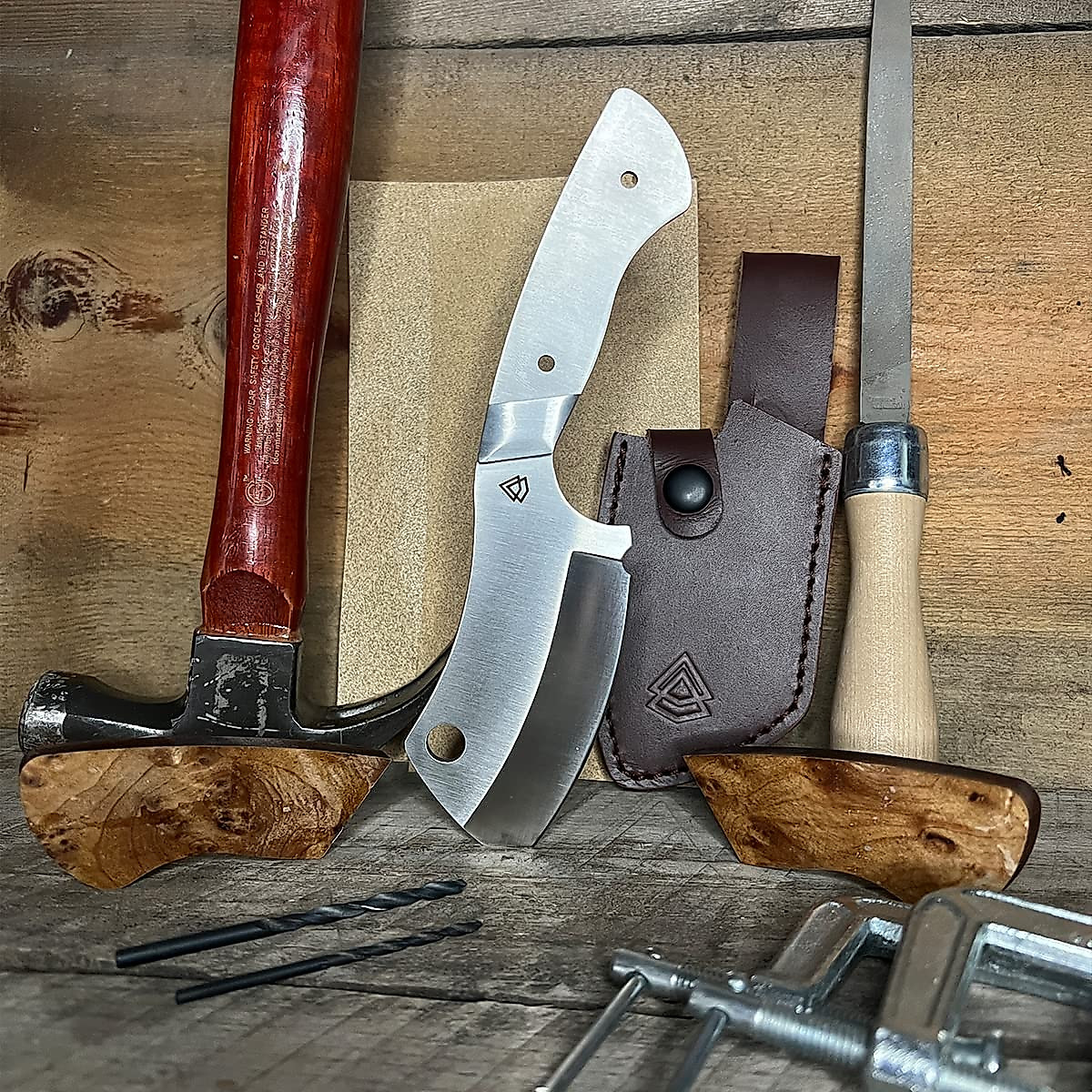 Black Sierra Equipment Knife Making Kit, Cleaver with Sheath, Cutlery for Camping & Hunting, Build Your Own Knives for Sports & Outdoors