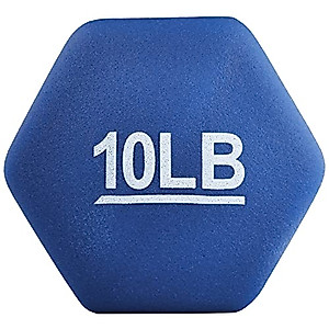 Amazon Basics Neoprene Coated Hexagon Workout Dumbbell Hand Weight, 10 pound, Set of 2, Navy Blue