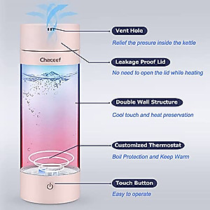 CHACEEF Travel Electric Kettle, 350ml Small Portable Kettle with Non-stick Coating, BPA Free, 3 Colors LED Water Boiler with Keep Warm Function, Fast Boil and Auto Shut Off Hot Water Kettle, Pink