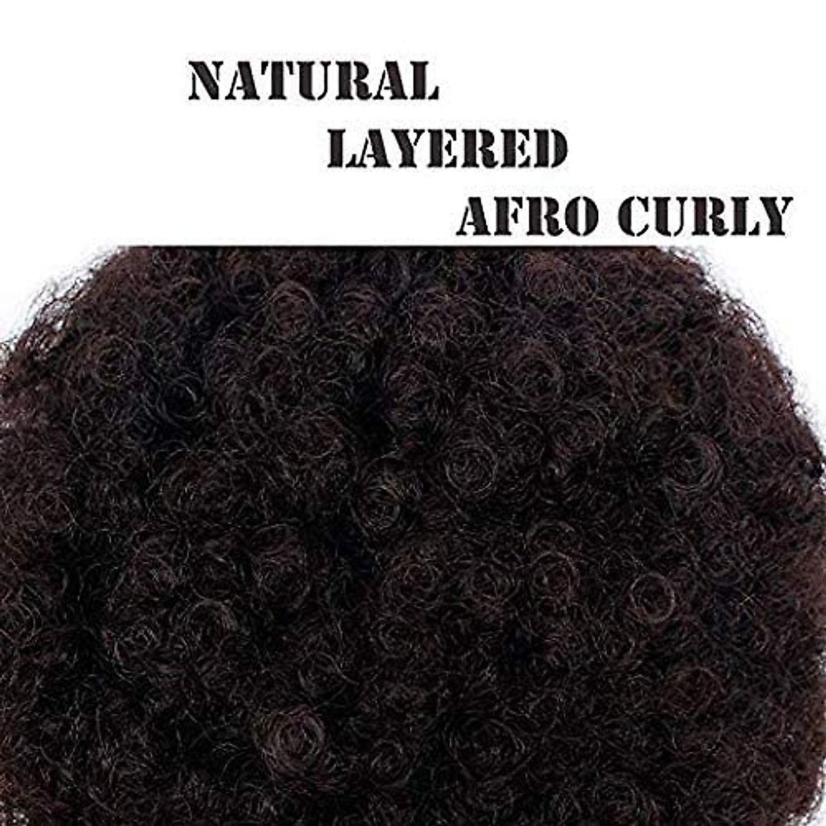 AISI QUEENS Afro Puff Drawstring Ponytail Synthetic Short Afro Kinkys Curly Afro Bun Extension Hairpieces Updo Hair Extensions with Two Clips (6inch,1B)