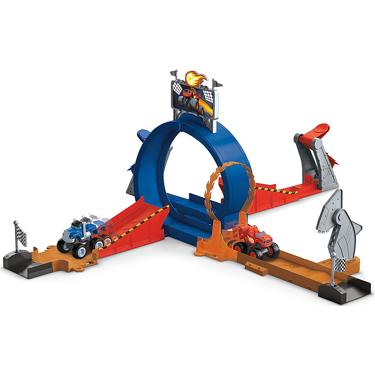 Fisher-Price Nickelodeon Blaze and The Monster Machines Monster Dome Racetrack playset with Stunt Track and Character Trucks for Preschool Kids