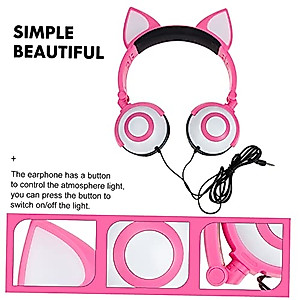 Vaguelly Glowing Headphones Over Ear Headphones On Ear Audio Headphones Wired Gaming Headset Glowing Earphone Earbuds Wired Lighting Headset Ears Earphones Shine PVC Fitness Microphone