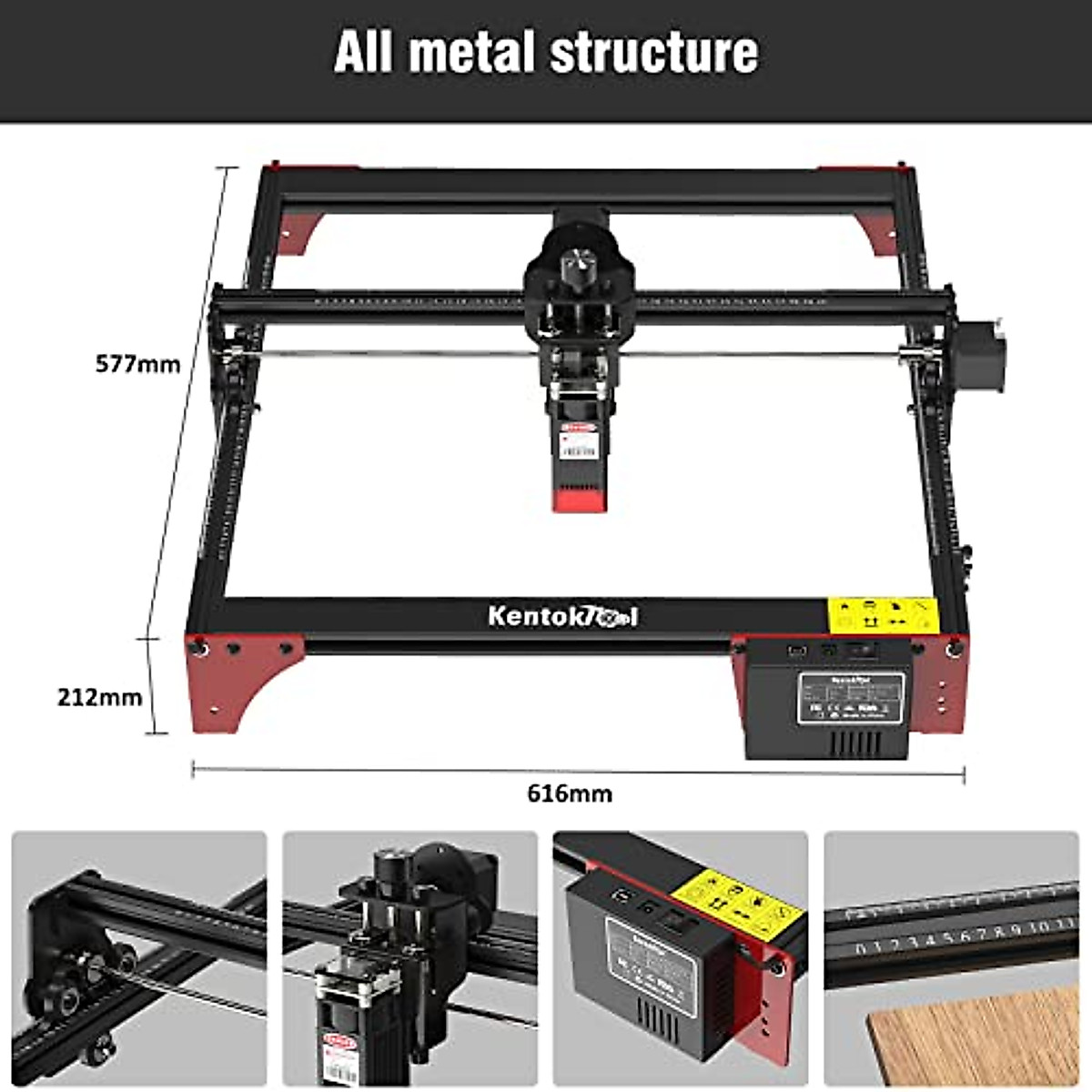 LE400PRO Laser Engraver, 50W High Accuracy Laser Engraving Machine with 400x400mm Large Working Area, 5.5-6W Laser Power Engraver and Cutter for Wood, Metal, Acrylic, Leather