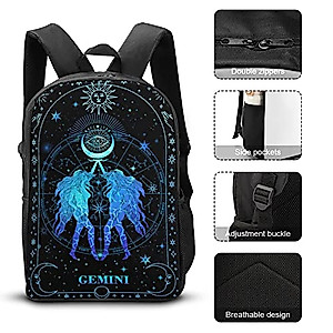 17 inch Gemini student schoolbag constellation backpack constellation print travel backpack casual backpack for boys and girl