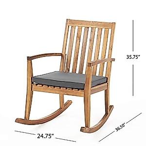 Noble House Montrose Outdoor Acacia Wood Rocking Chair in Teak (Set of 2)