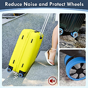 8 PCS Luggage Wheel Cover, Luggage Suitcase Wheels Protector Covers, Silicone Luggage Spinner Wheel Covers for Most 8-Spinner Wheels Travel Luggage Cover, No Noise (Blue)