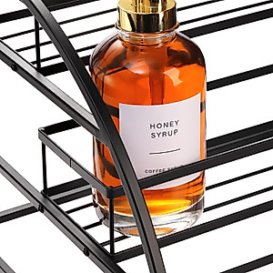 SOUJOY Coffee Syrup Rack Organizer, 9-12 Bottles Wine Holder Stand, 3-Tier Metal Wire Countertop Storage Rack, Freestanding Shelves for Coffee Bar Station, Kitchen, Syrup Wine Dressing Cocktail