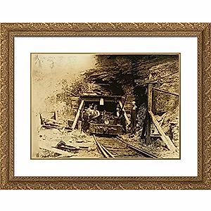 ArtDirect Hine, Lewis Wickes 24x19 Gold Ornate Framed Art Print with Double Matting Titled: West Virginia Mine Entrance