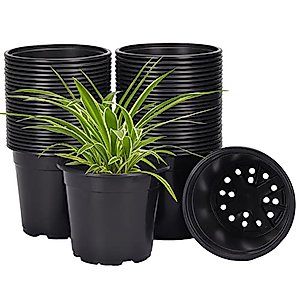 Whonline 50 Pack 1 Gallon Nursery Pots Flexible Plastic Plant Seeding Pots, Seed Starting Pots for Flower Seedling, Cuttings, Transplanting