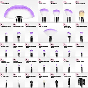 Make up Brushes, VANDER Professional 32pcs Makeup Brush Set, Makeup Brushes Set Foundation Blending Cosmetic Brush Set Kit,Purple
