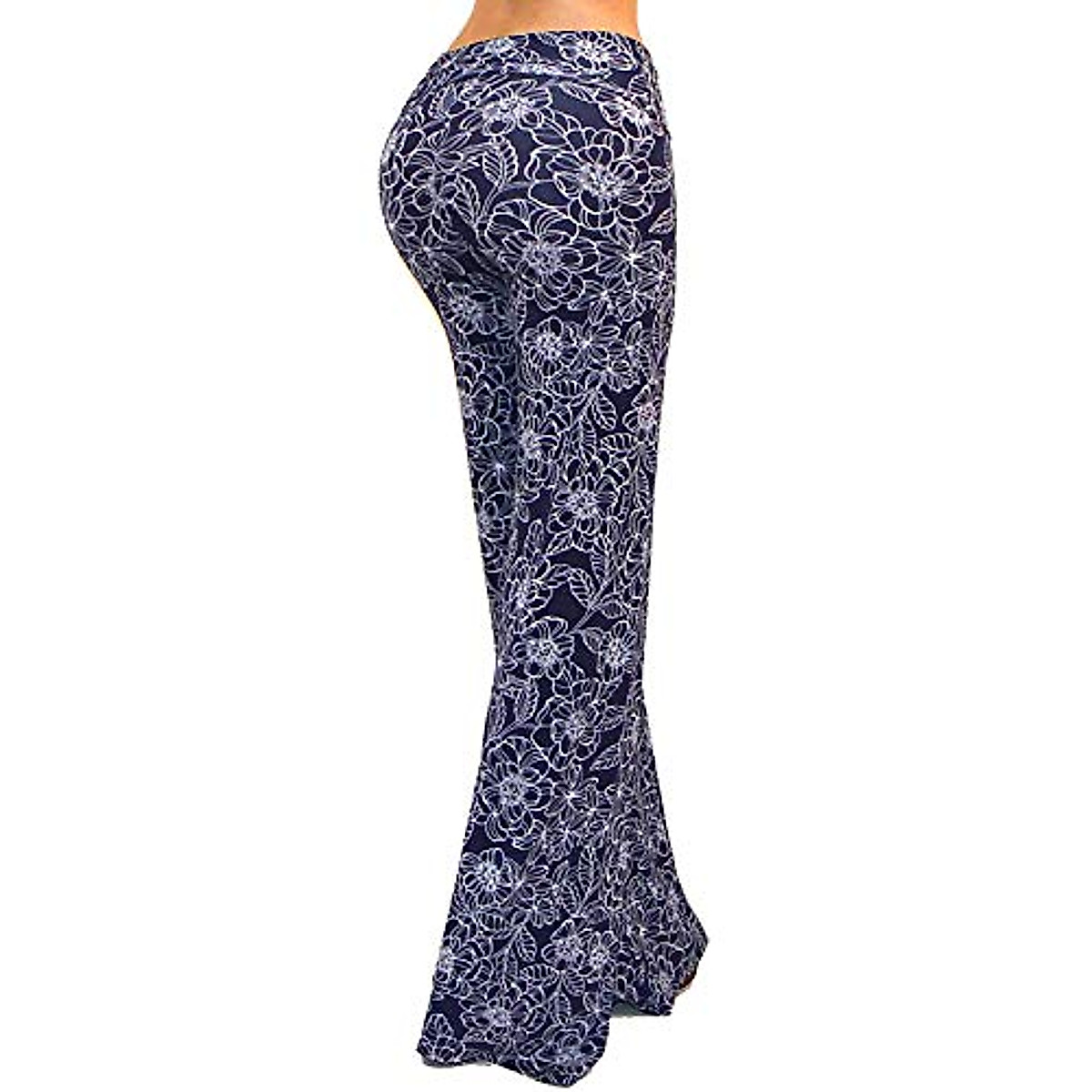 Vivicastle Women's USA Fold Over High Waist Wide Leg Long Palazzo Pants (P32, Navy, Medium)