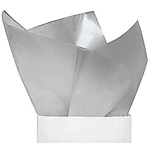 UNIQOOO 60 Sheets Metallic Silver Foil Gift Tissue Paper Bulk, Recyclable Durable For Gift Bags Box Gift Wrapping DIY Craft, Wedding Birthday Party Favor Decor, Shredded Filler, Pinata, Lrg 20X26 Inch