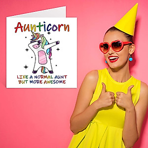 Stuff4 Aunt Birthday Cards for Her - Aunticorn - Funny Aunty Birthday Cards, 5.7 x 5.7 Inch Birthday Greeting Cards, Happy Birthday Aunt Card Unicorn Awesome Auntie Present Gift from Nephew or Niece