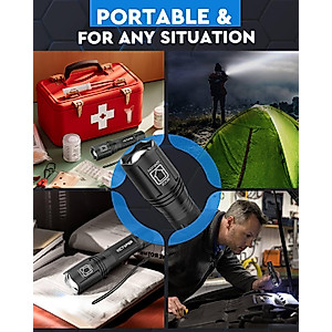 Victoper New Flashlight 2 Pack, 2000 Lumen 5 Modes Tactical LED Flash Light, High Lumens Bright Waterproof Flashlights, Zoomable Flash Lights for Camping Emergencies Outdoor Home, Gift for Dad & Men