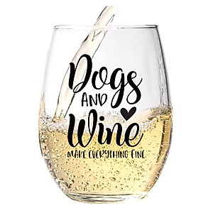 COOL AF Dog Mom Gifts For Women - Funny Dog Mom Gift Wine Glass - 15oz Wine Glass For Dog Lovers