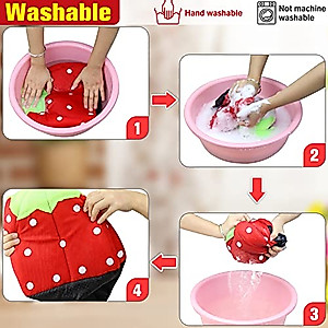 Mygeromon Guinea Pig Bed Rabbit Hideout Warm Fleece Cuddle Cup Washable Winter Sleeping House for Small Pet/Ferret/Chinchilla/Bunny (Strawberry Style)