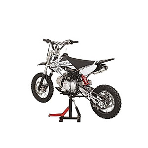 SYX MOTO 125cc Dirt Bike for Teens 12+yrs 4-Stroke Gas-Powered Dirt Bike Off-Road Motorcycle Electric Start Fully Automatic Transmission, Roost 125-1f, Black/White
