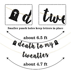 RoadSea Death to My Twenties Banner - Happy 30th Birthday Party Garland Supplies - Cheers to 30 Years - Funeral for My Youth 30th Birthday Party Decorations - Black Glitter