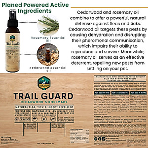 Trail Guard Natural Extra Stregth Insect, Flea and Tick Spray for Dogs, Cats, People & Home - 4oz Plant-Based Insect & Tick Repellent for Dogs - Kid Safe - DEET Free - Flea and Tick Prevention