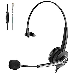 Phone Headset RJ9 with Noise Cancelling Microphone,Office Telephone Headset Compatible with Polycom Avaya ShoreTel Toshiba Digium Nortel Landline Phones, Clear Calls