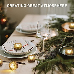 Mata Leon Mini Waterproof Battery LED TeaLight 20pcs 1.2" Battery Powered LED Puck Accent Light for Party Events Wedding Hallowen Pumpkin Light Pond Hot Tub Fountain Decor(Warm White)