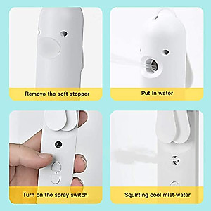 Crethinkaty Mini Handheld Fan USB Misting Fan Rechargeable Portable Pocket Desk Fans Mini Water Spray Hydrating Fan for Office,Home,School,Camping,Outdoor,Travel (2 Speeds)