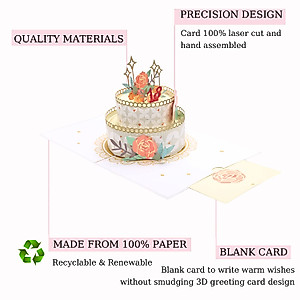 SZCXTOP Paper Birthday Cake 3D Pop Up Greeting Cards,Rose Flowers Cards Postcards for Kids Adults Girls Womens Wife Daughter Sister Boys Men Friends，DIY Numbers of Age