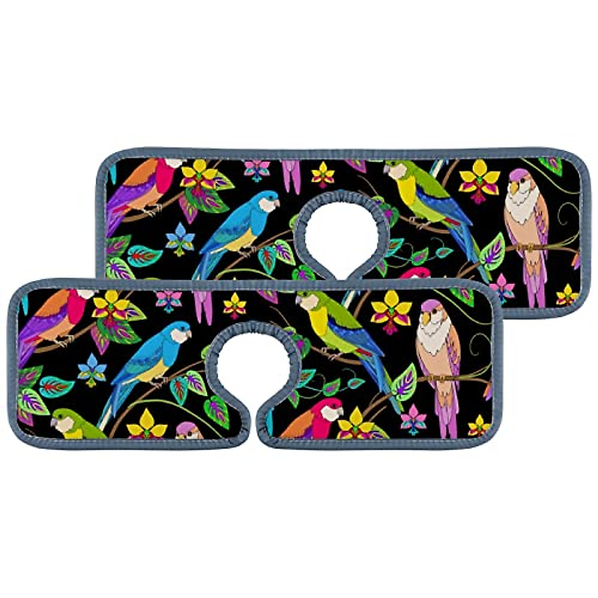 Kitchen Faucet Mats 2 Pieces Multicolor Jungle Parrots Absorbent Faucet Sink Splash Guard Bathroom Counter and RV,Faucet Counter Sink Water Stains Preventer