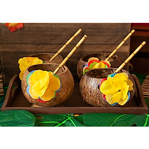 100 Pack Biodegradable Yellow Bamboo Paper Straws, Disposable Tropical Drinking Straws Cake Pop Sticks