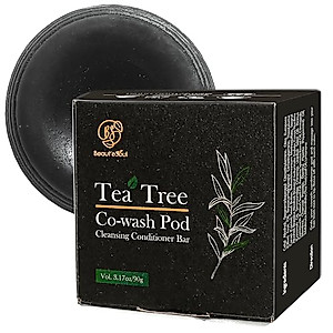 BEAUT'E SEOUL Cowash Cleansing Conditioner Bar Soap - Tea Tree Conditioner Hair Mask with Activated Charcoal Scalp Treatment Dandruff Care, Solid Coconut Cowash Hair Moisturizer
