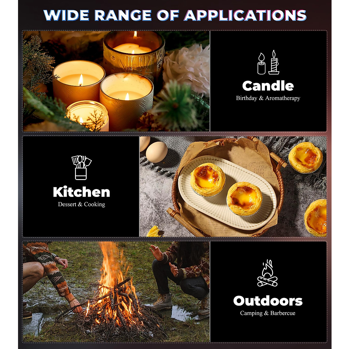 SAMNIU Pack of 4 Torch Lighter, Mini Jet Flame Butane Lighters, Multi-Purpose, 45° Rotatable for Campfires, Candle, Fireplaces, Christmas Party Favors (Gas not Included)