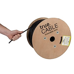 trueCABLE Cat6 Direct Burial, Shielded F/UTP, 1000ft, Waterproof, Outdoor Rated CMX, Black, 23AWG Solid Bare Copper, 550MHz, PoE++ (4PPoE), ETL Listed, Bulk Ethernet Cable
