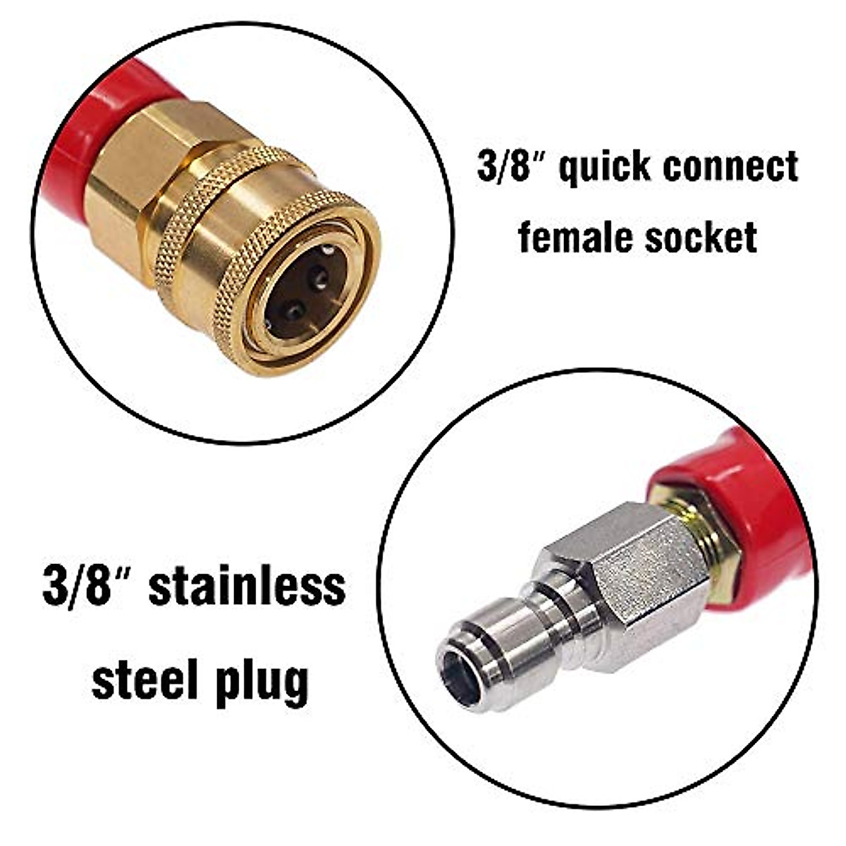 Xiny Tool 50FT Pressure Washer Hose with 3/8" Quick Connect, 4000 PSI High Tensile Wire Braided Power Washer Hose for Cars, Swimming Pool, Floors