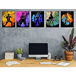 MTEBOCC Anime Poster Pack Teens Posters Bedroom Art - Room Decor Give Boy Gifts Canvas Wall Art Paintings Canvas HD Picture prints Set of 6 Unframed 8X10in