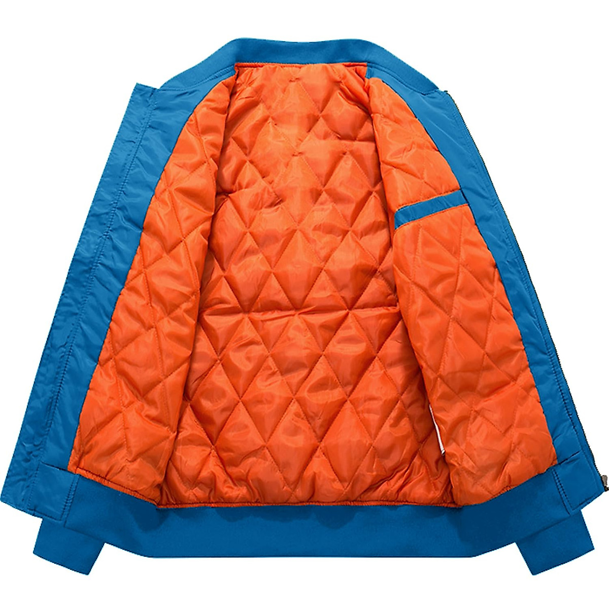 MAGCOMSEN Winter Bomber Jacket Men Quilted Lining Fall Coat Padded Windproof Warm Outerwear with Pockets Stylish Camouflage Blue M