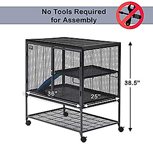MidWest Homes for Pets Deluxe Critter Nation Single Unit Small Animal Cage (Model 161),Gray Quartz