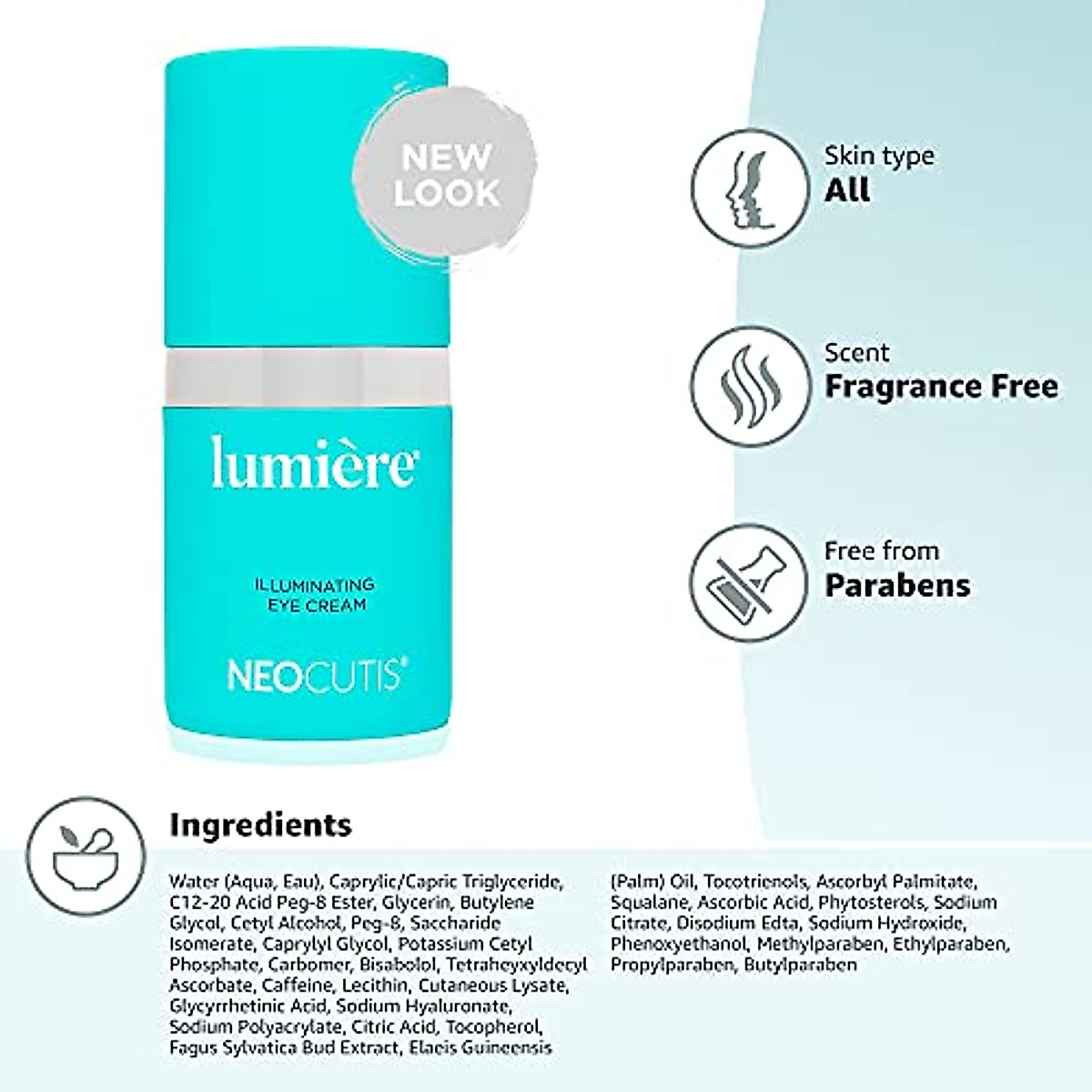 NEOCUTIS Lumière Illuminating Eye Cream | 5 Month Supply | Under Eye cream for anti-aging | Minimizes under eye darkness & reduces puffiness | Boosts Collagen for brighter, younger-looking eyes,1 Count (Pack of 1)